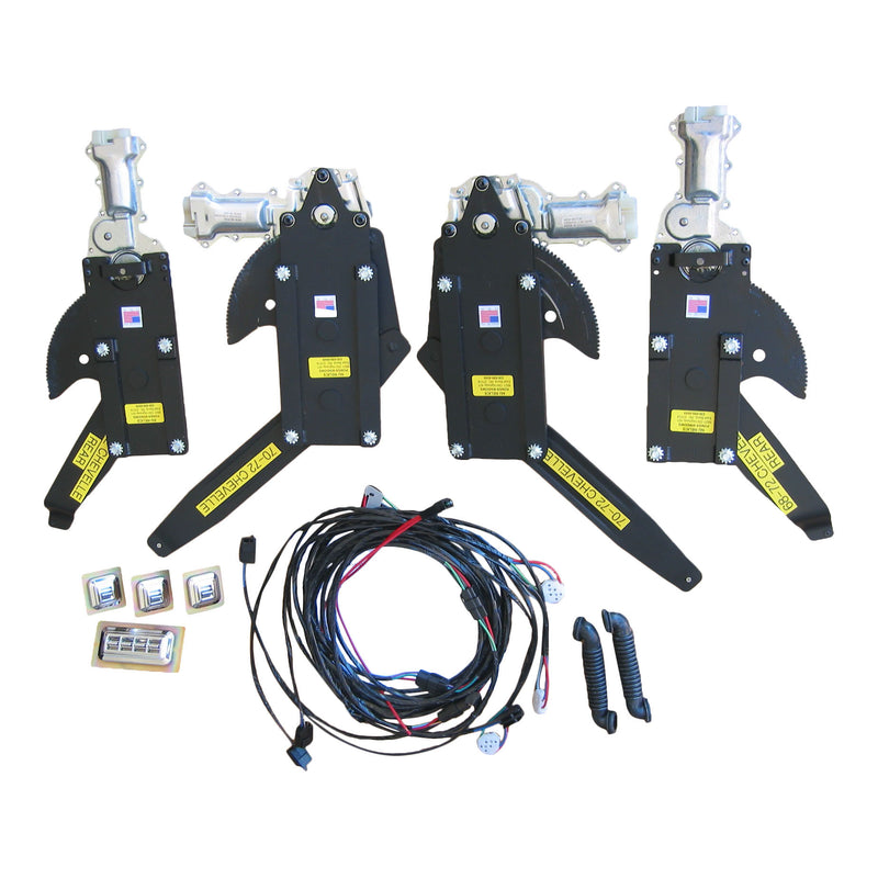 1966 1967 CHEVELLE POWER WINDOW KIT WITH ORIGINAL STYLE CHROME METAL S ...